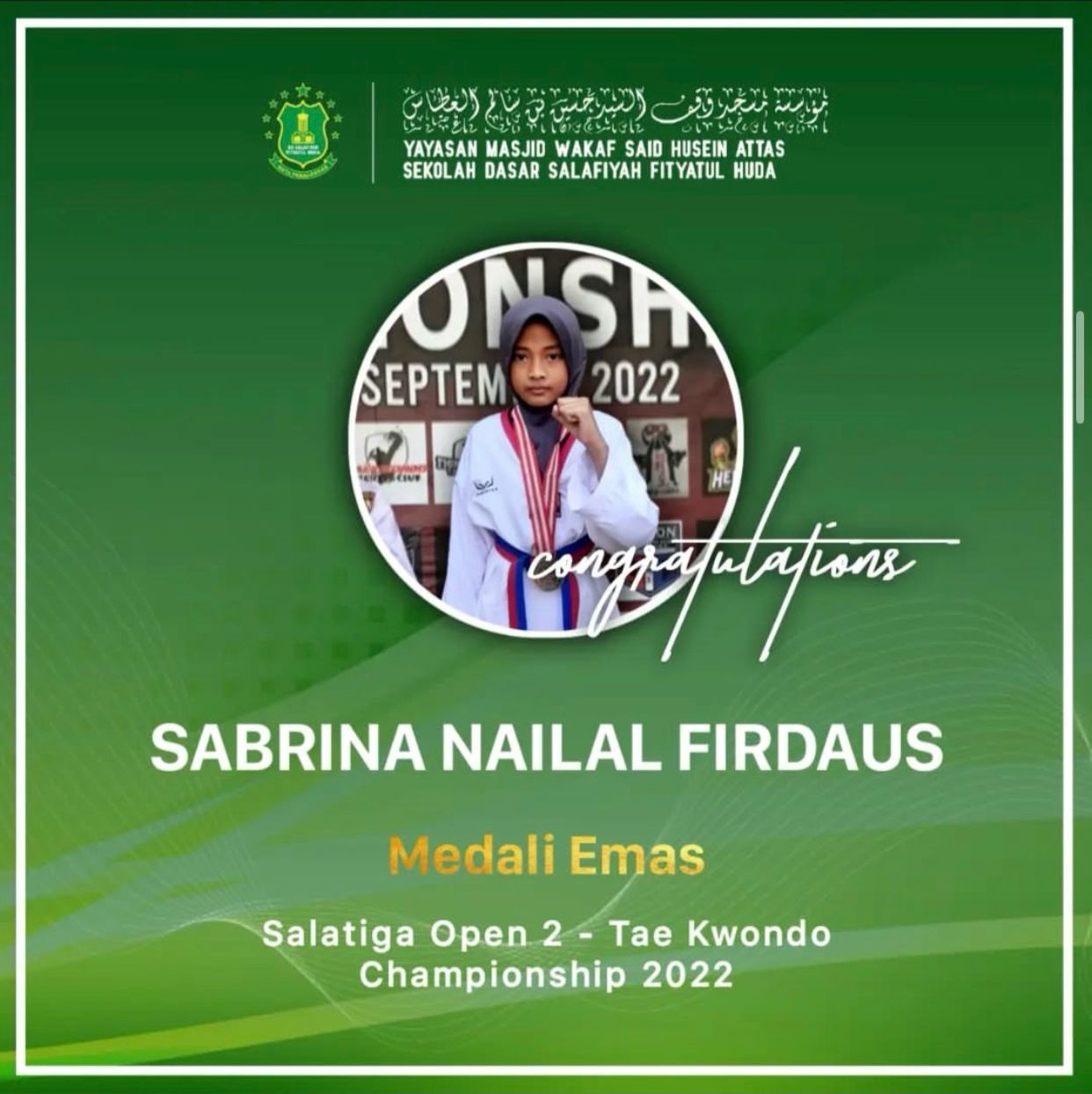 Sabrina meraih Medali Emas Taekwondo Salatiga Open 2 - Taekwondo ...